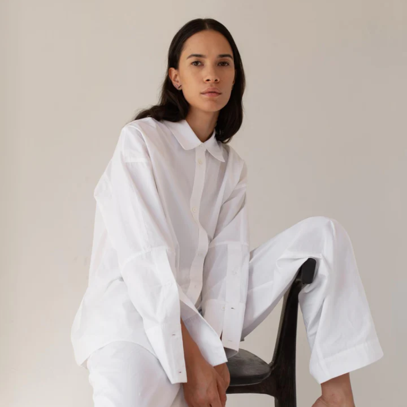 Paper Label Miranda Placket Shirt Bright White – Victoria's Attic